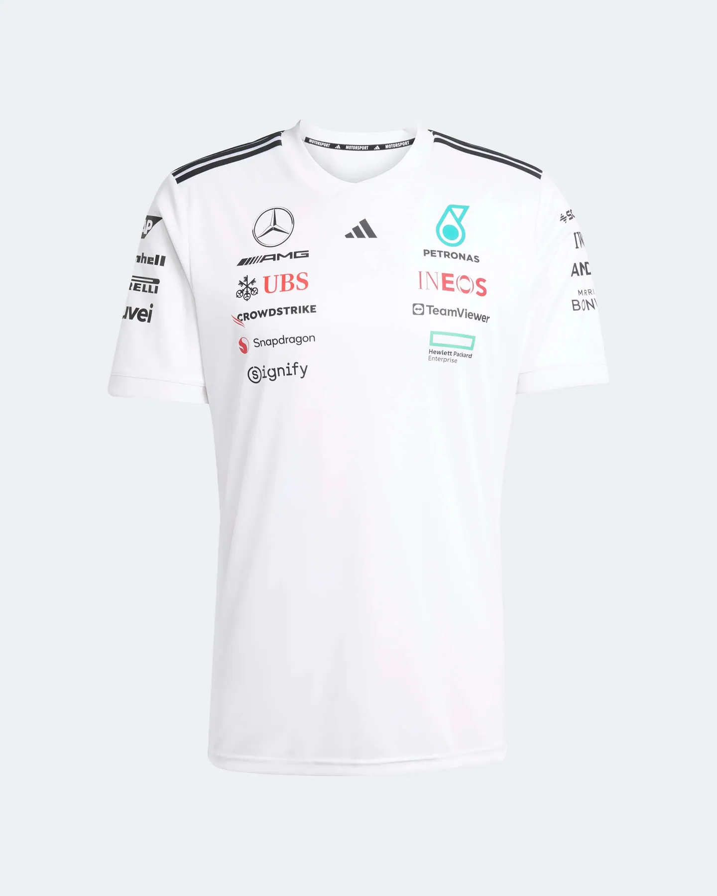 [영국 특가딜] 아디다스 X 메르세데스 벤츠 AMG 페트로나스 F1 티셔츠 팀 드라이버 저지 반팔티 화이트 JX5798 | 크로켓