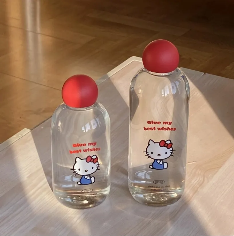 HELLO KITTY헬로키티 이중 투명 유리컵 캐릭터 큐티 kt300ML/460ML 밀폐 차량용 보틀 내열 물컵 | 상품 상세 | 크로켓