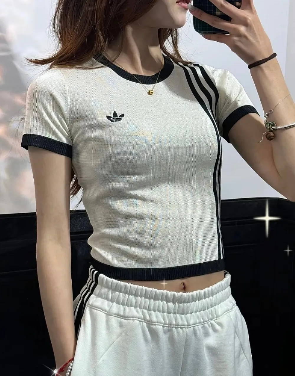 아디다스 오리지널 스트라이프 니트 반팔티셔츠 아디다스반팔니트 아디다스니트반팔 아이보리 블랙 JJ0961 | 상품 상세 | 크로켓