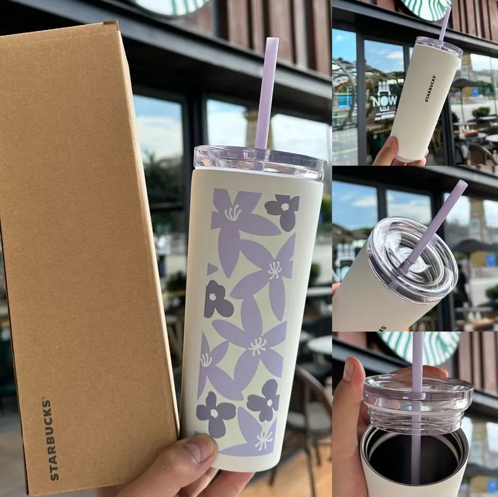 STARBUCKS 스타벅스 스벅MD 473ML여름 들꽃밭 하이비주얼 473ML 대용량 스텐 빨대 컵 물컵 | 상품 상세 | 크로켓