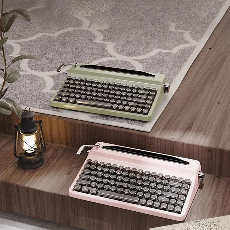 YUNZII QL75 레트로 무선 타자기 기계식 키보드 RGB 핫스왑 QMK VIA 펑크 라운드 키캡 | 크로켓