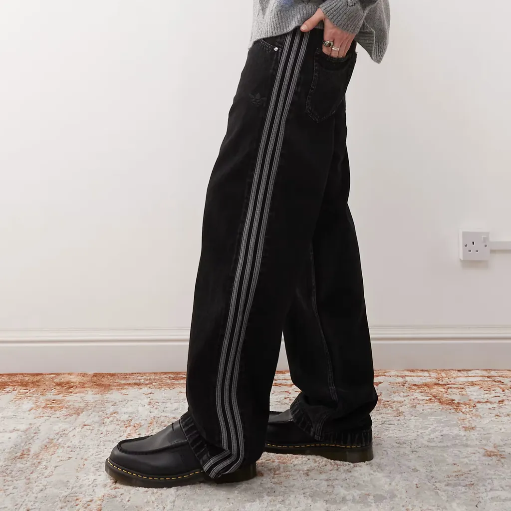 아디다스 파이어버드 블랙 데님 루즈핏 팬츠 청바지 공용 JC6718 | 크로켓