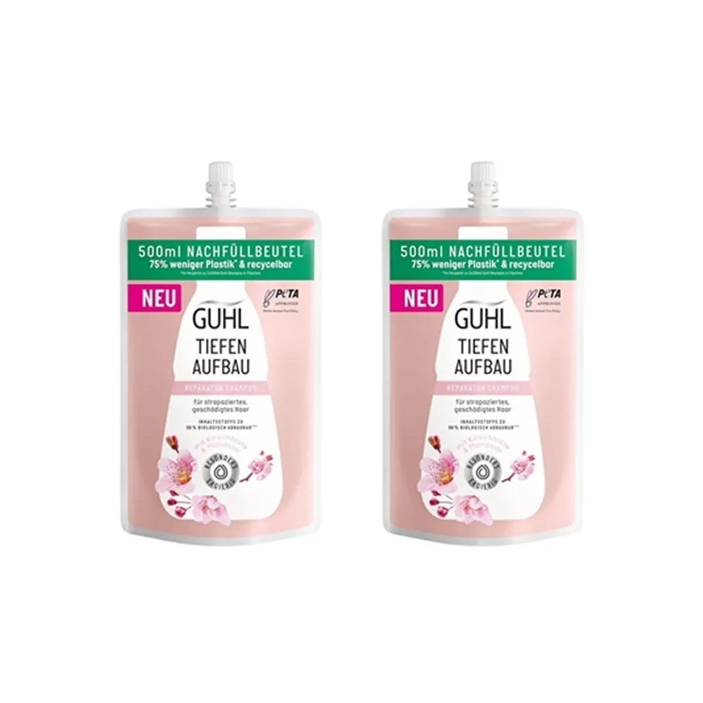 Guhl 딥 빌딩 플로럴 향 샴푸 리필 500ml 2팩 Guhl Deep Building Shampoo Refill Bag ...
