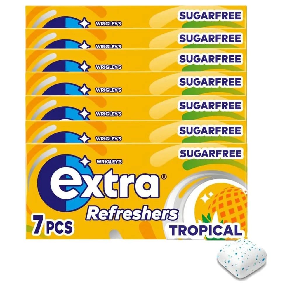 Wrigley's 츄잉껌 7개입 8팩 트로피칼 8 x 7pcs Extra Refreshers Tropical Sugarfree ...