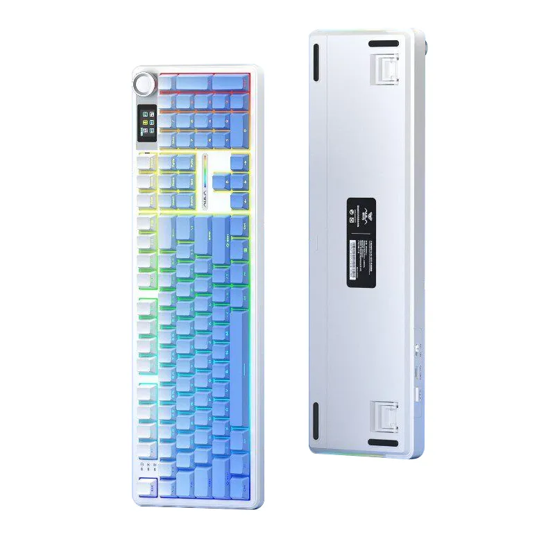 독거미 AULA F108PRO 커스텀 스마트 스크린 3모드 기계식 키보드 멀티 노브 가스켓구조 측면각인 8000mAh | 크로켓