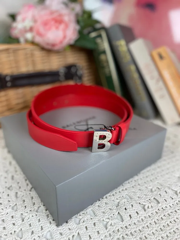 [라스트 피스]발렌시아가 우먼스 B로고 레더 벨트 BRIGHT RED 593904 | 상품 상세 | 크로켓
