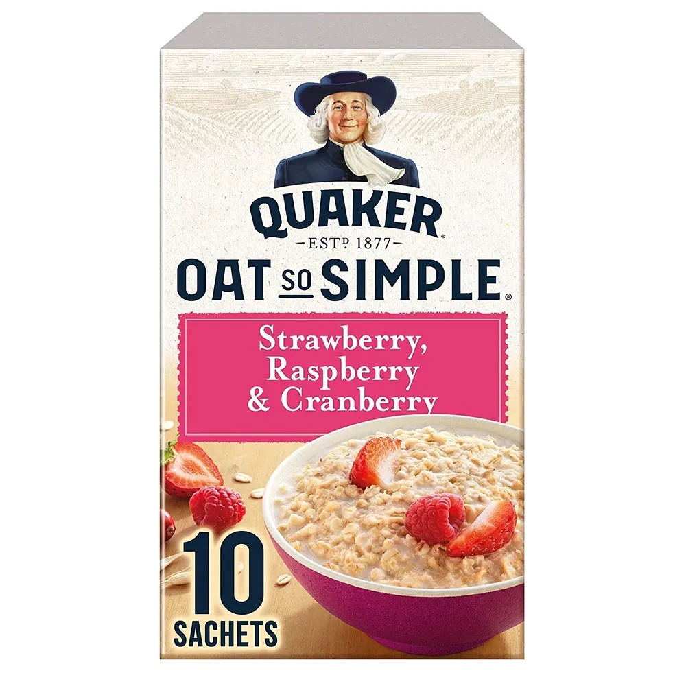 퀘이커 오트 10개입 1팩 스트로베리 앤 라즈베리 Quaker Oat So Simple Strawberry, Raspberry ...