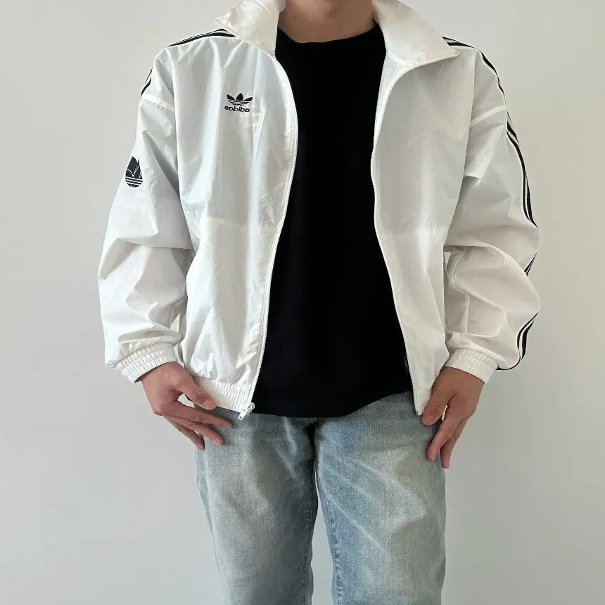 아디다스 오리지널 바람막이 트레포일 자켓 화이트 블랙 남녀공용 JI7535 | 상품 상세 | 크로켓