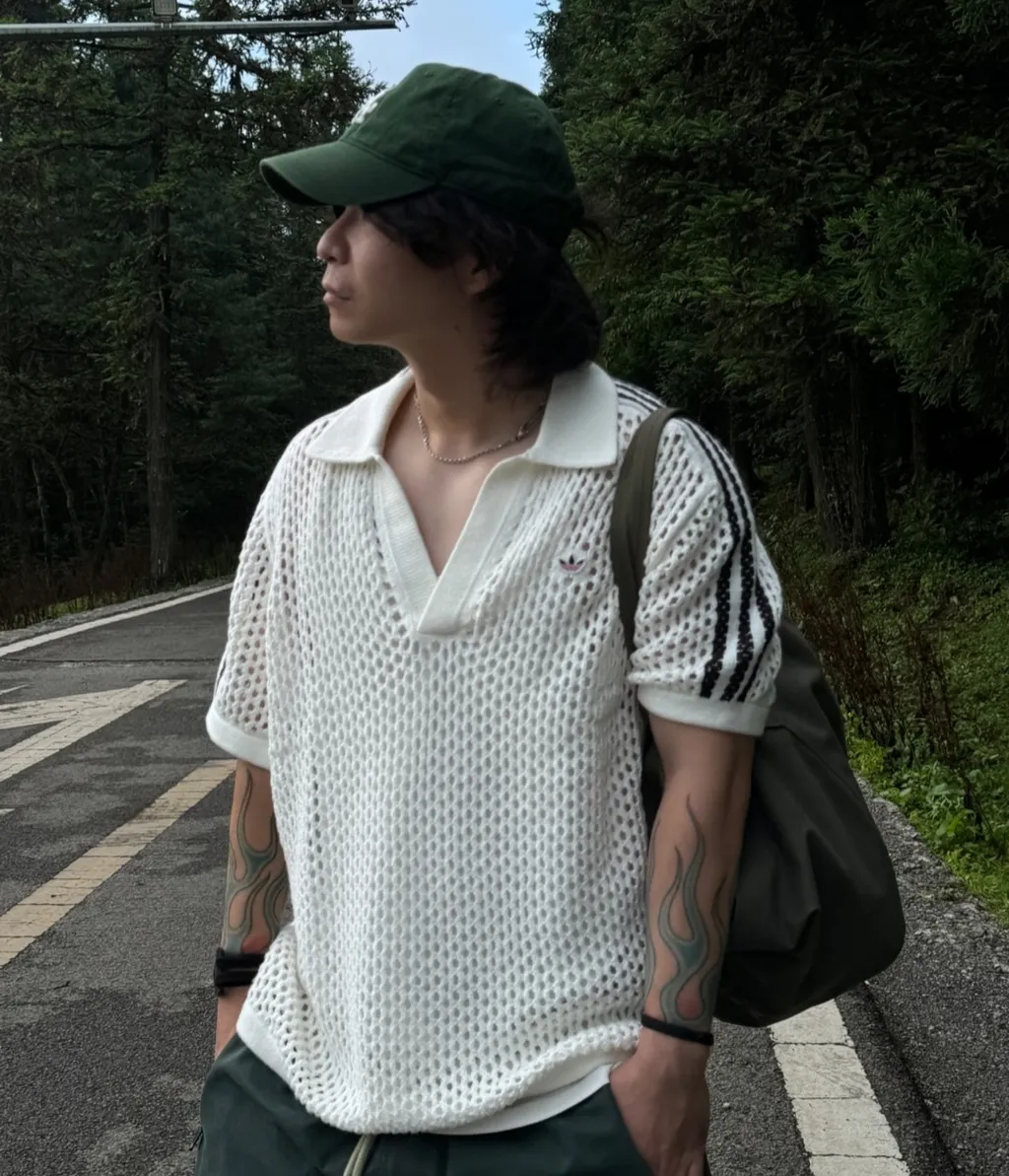 아디다스 x CLOT 클랏 FW24 크로셰 폴로 반팔 티셔츠 코어 화이트 JE9594 | 크로켓