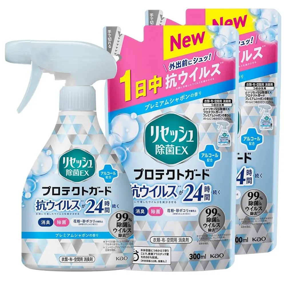 kao 카오 리세쉬 프로텍트 가드 버블 향 탈취제 350ml+리필 300ml 2팩 Resesh Disinfecting EX Protect | 상품 상세 | 크로켓