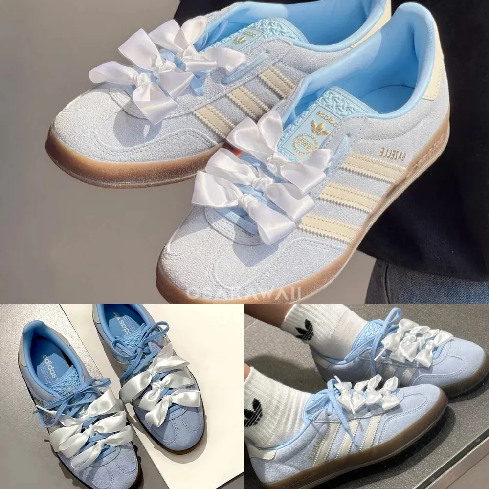 아디다스 가젤 인도어 리본 여성 운동화 클리어 스카이 화이트 JI2717 | 크로켓