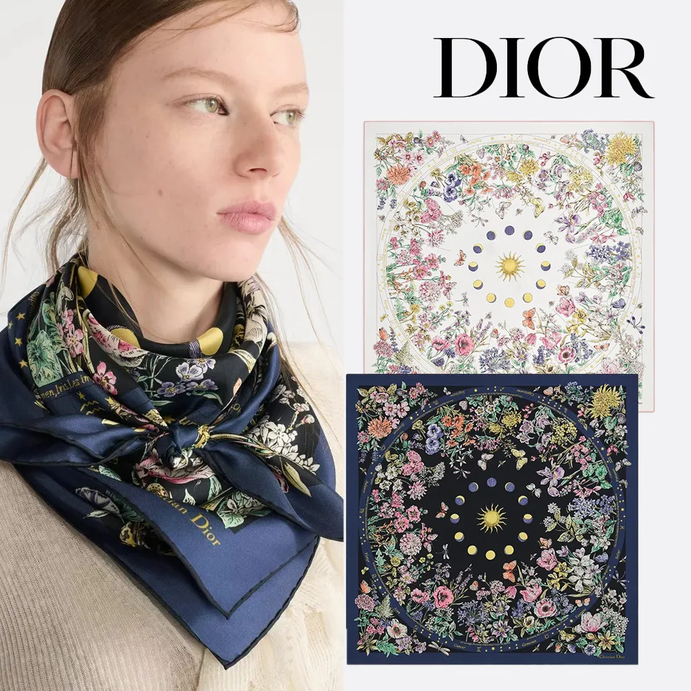 디올 Dior Astral Flowers 90 스퀘어 스카프 55FWC090I603 | 크로켓