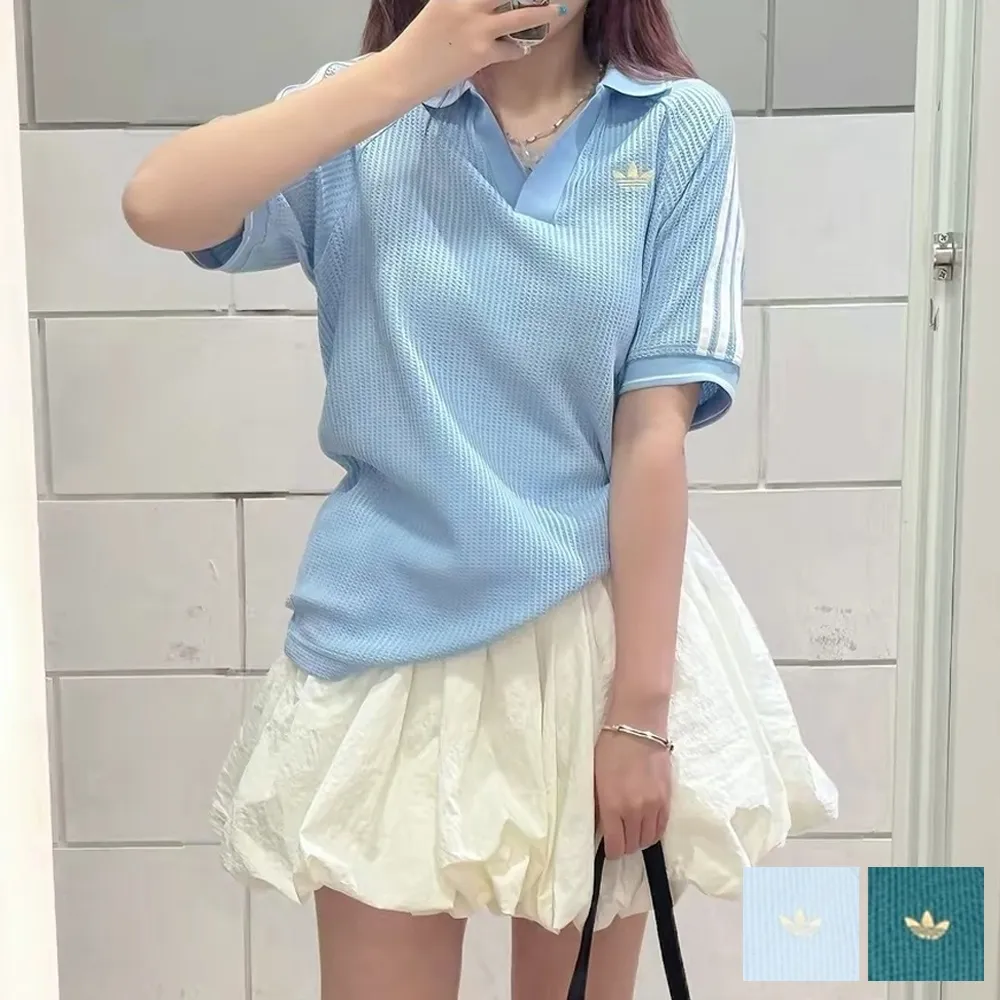 아디다스 와플 니트 폴로 폴로 반팔 티셔츠 그린 스카이 KC0691 KC0690 [반팔 셔츠 기획전] | 크로켓