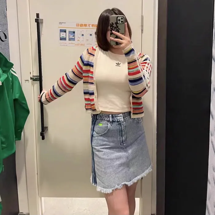 아디다스 x 크세니아 여자 청치마 H라인 A라인 데님 스커트 IU2509 | 크로켓