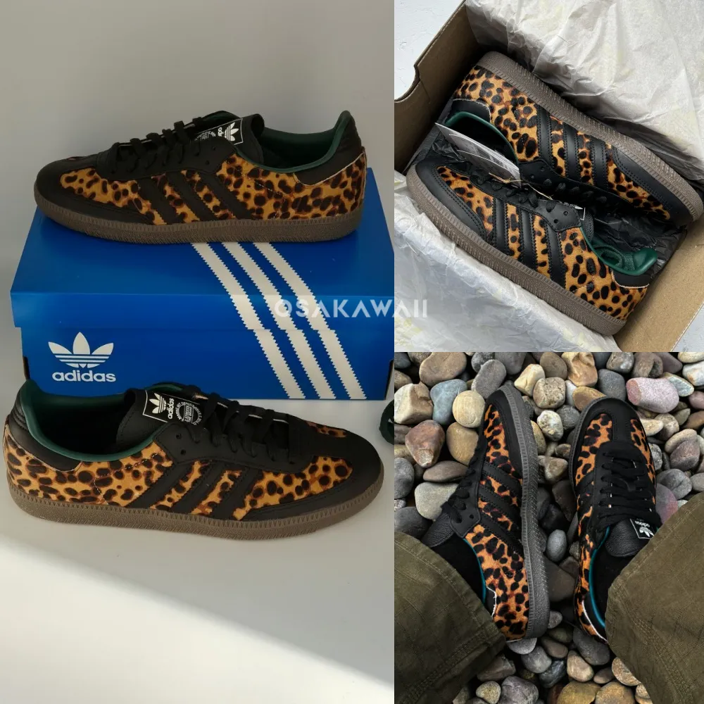 아디다스 W 삼바 OG 호피 스니커즈 코어 블랙 레오파드 그린 JI2735 | 크로켓