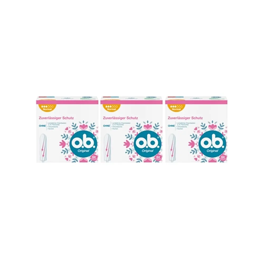o.b. 오리지널 노멀 64개입 3팩 o.b. Original Normal Tampons for Medium 64 Pcs ...